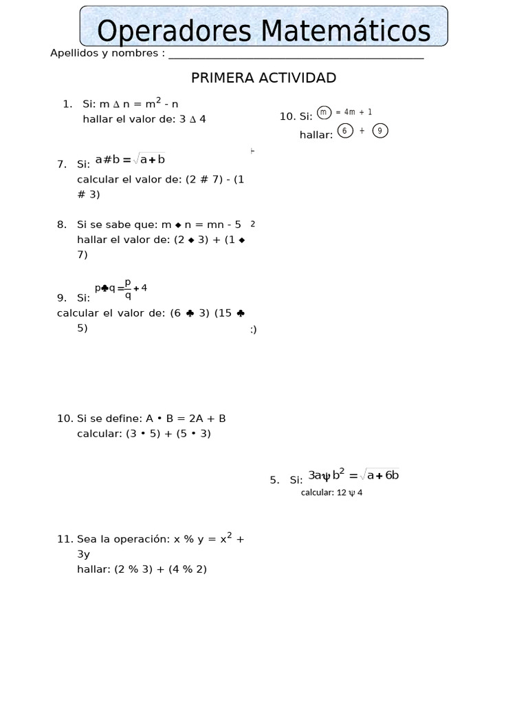 1 Practica de Matematica Operadores | PDF