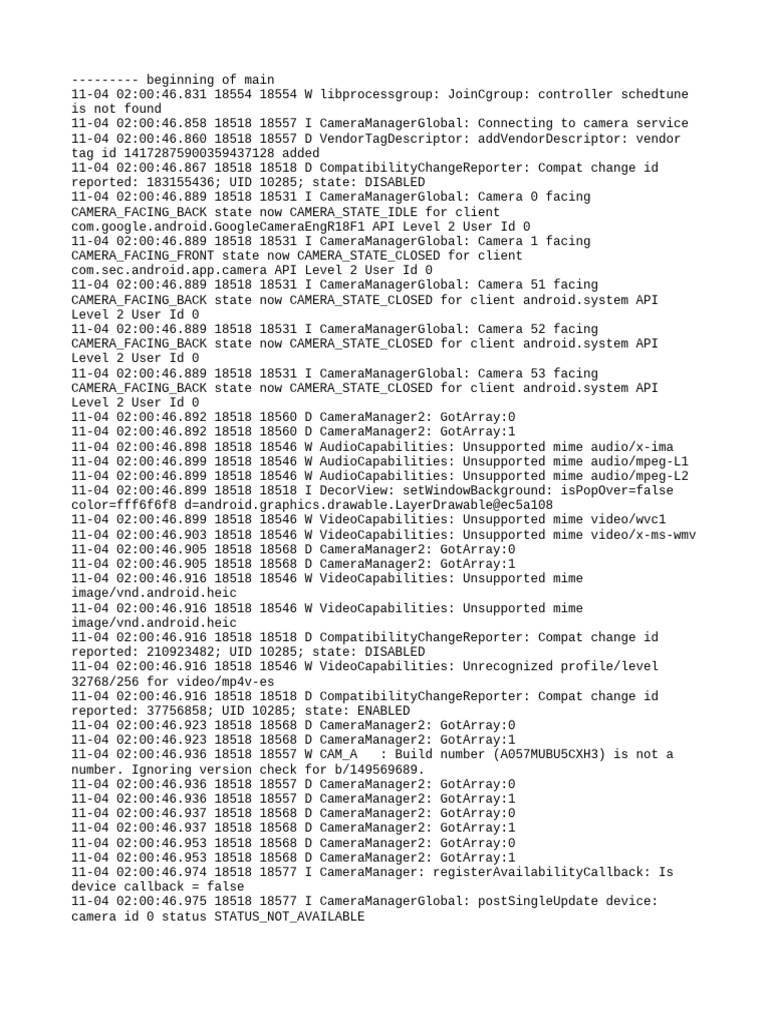 Camera Service Log Analysis | PDF | Digital Technology | Computing