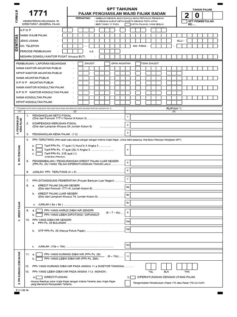 02A - SPT BADAN - Form - 1771 - Per - 19 - 2014 | PDF