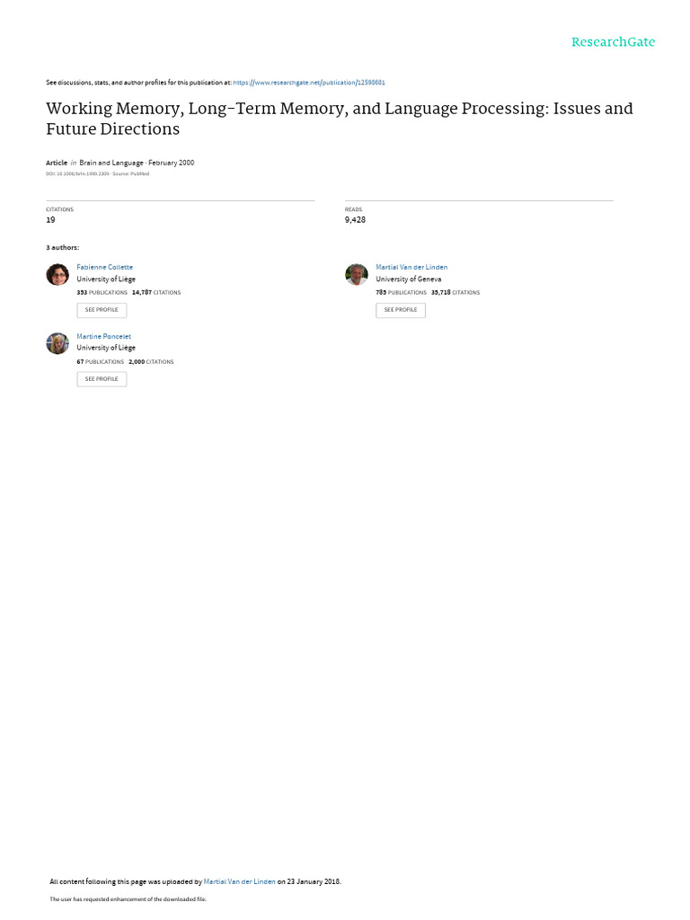 Working_Memory_Long-Term_Memory_and_Language_Proce | PDF | Working Memory | Brain
