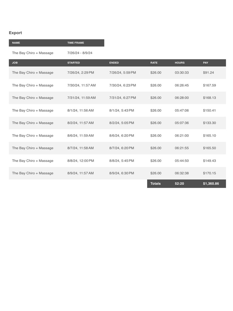 Timesheet 7:26-8:9 | PDF