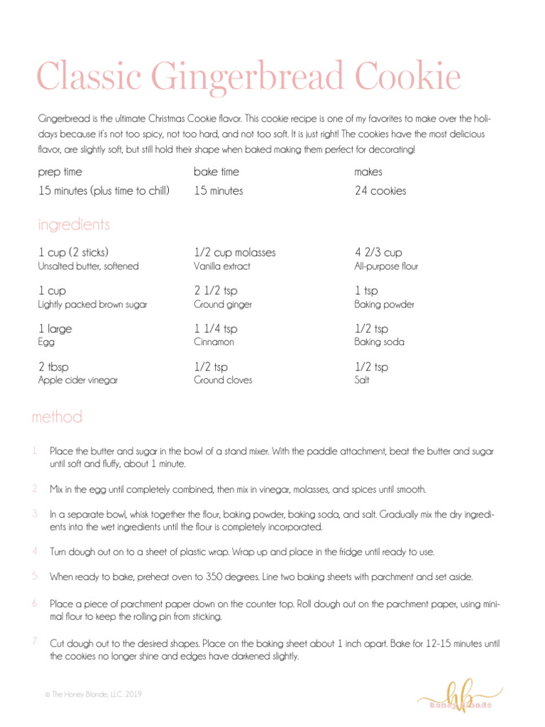Classic Gingerbread Cookie Recipe | PDF