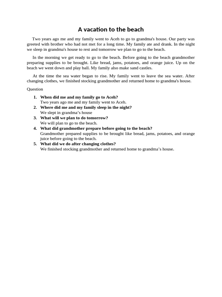 A Vacation To The Beach | PDF