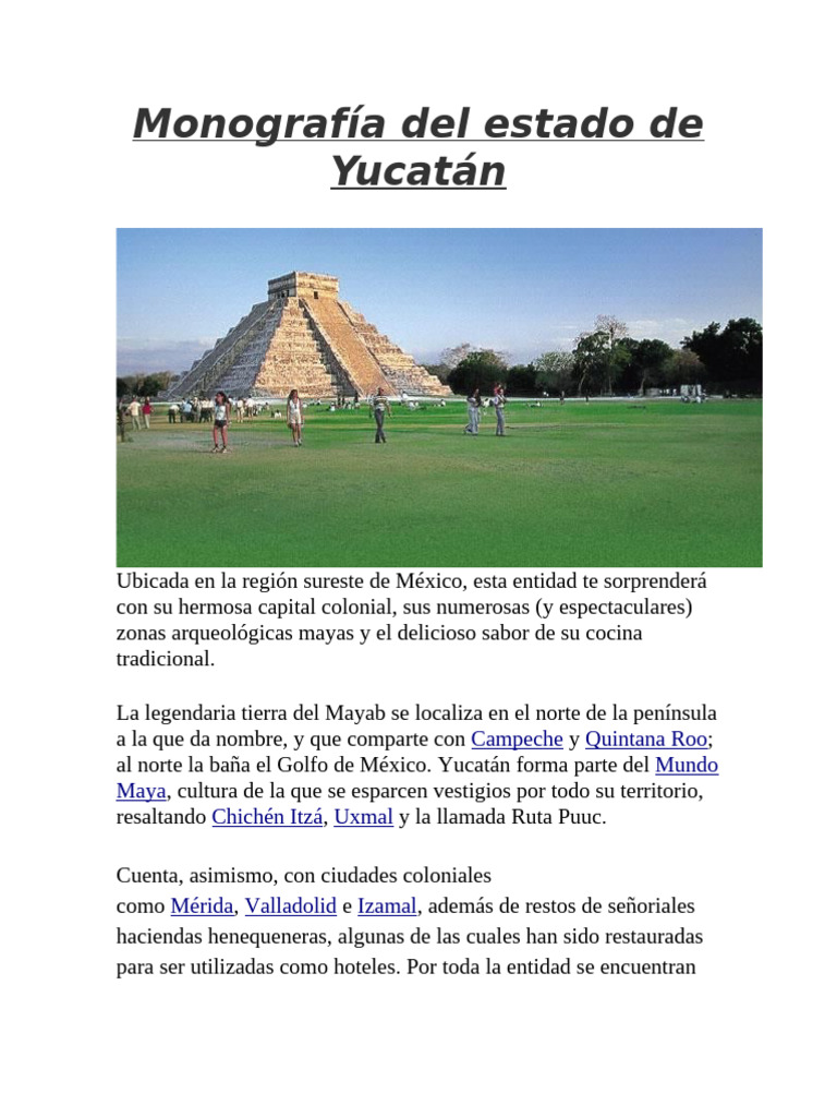 Monografía Del Estado de Yucatán | PDF | Ciencias sociales | Historia