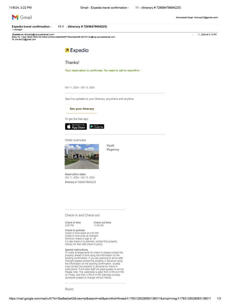 Gmail - Expedia Travel Confirmation - Nov 21 - (Itinerary ...