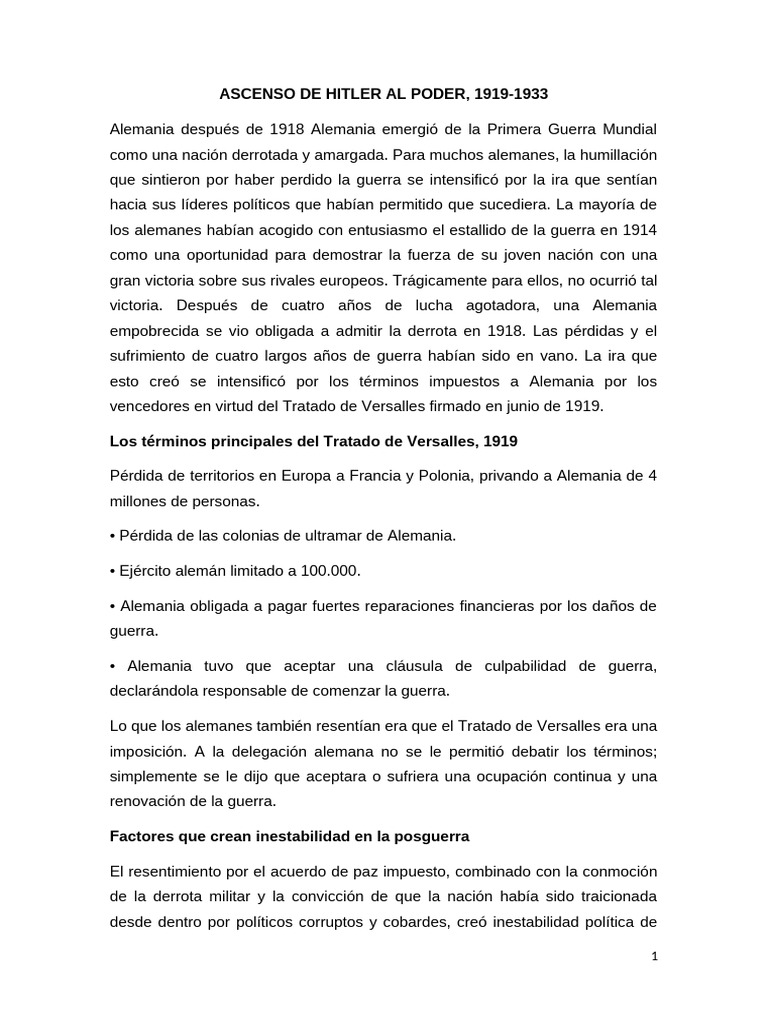 Ascenso de Hitler: Alemania 1919-1933 | PDF | Alemania nazi | Adolf Hitler