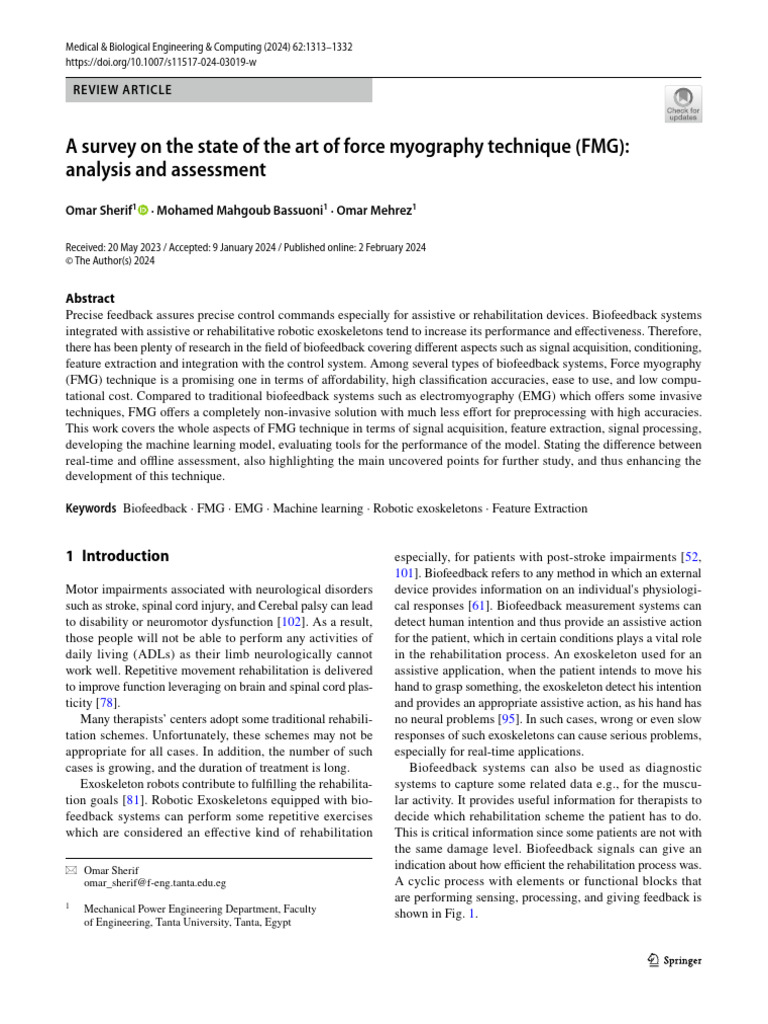 A Survey On The State of The Art of Force Myography Technique (FMG ...