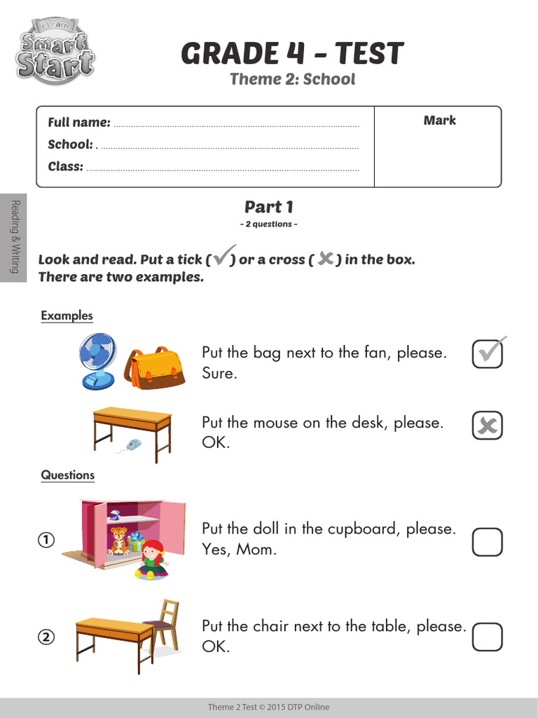 Grade 4 Reading & Writing Test | PDF