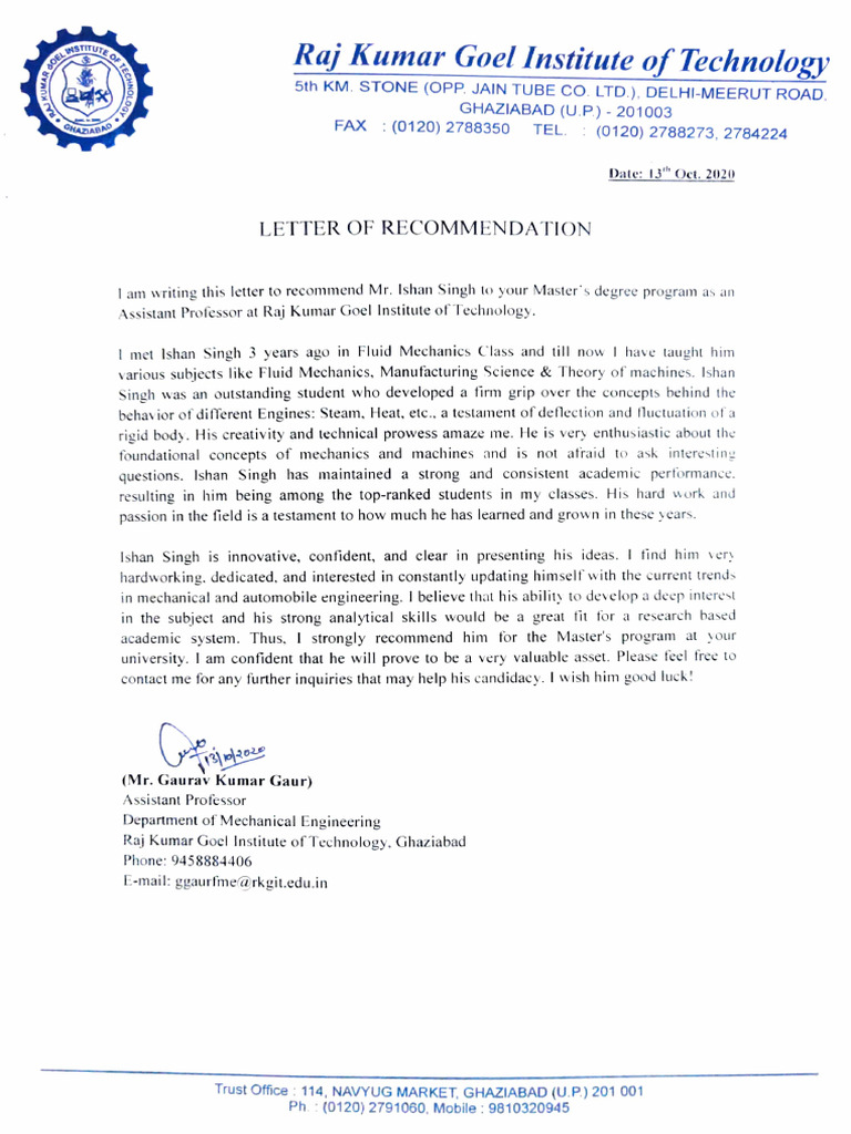 LORs Uni Sample | PDF | Cognition