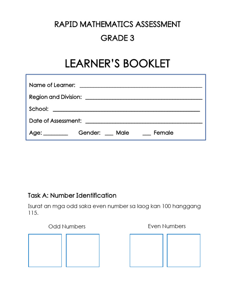 RMA - Contextualized - Grade 3 - Learner - S Booklet - 04JUL2023final | PDF