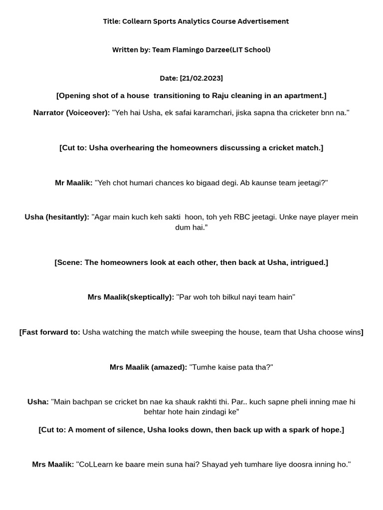 CoLLearn Sports Analytics Course Promo | PDF