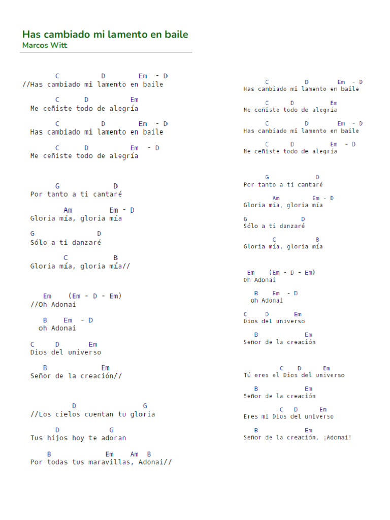 Has Cambiado Mi Lamento en Baile en C | PDF