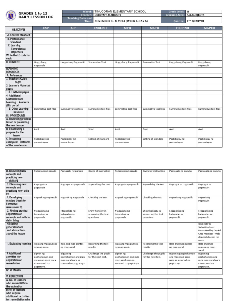 DLL - All Subjects 2 - Q2 - W6 - D5 | PDF