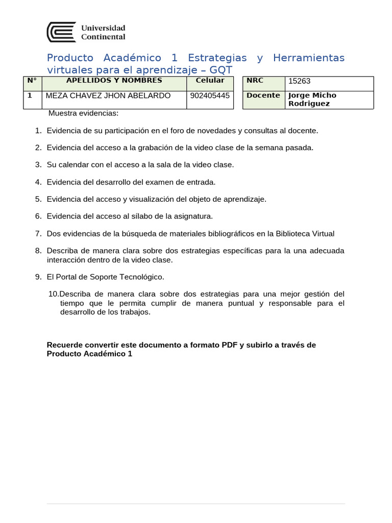 Formato de Entrega de Pa1 - Ehda - Meza Chavez Jhon | PDF