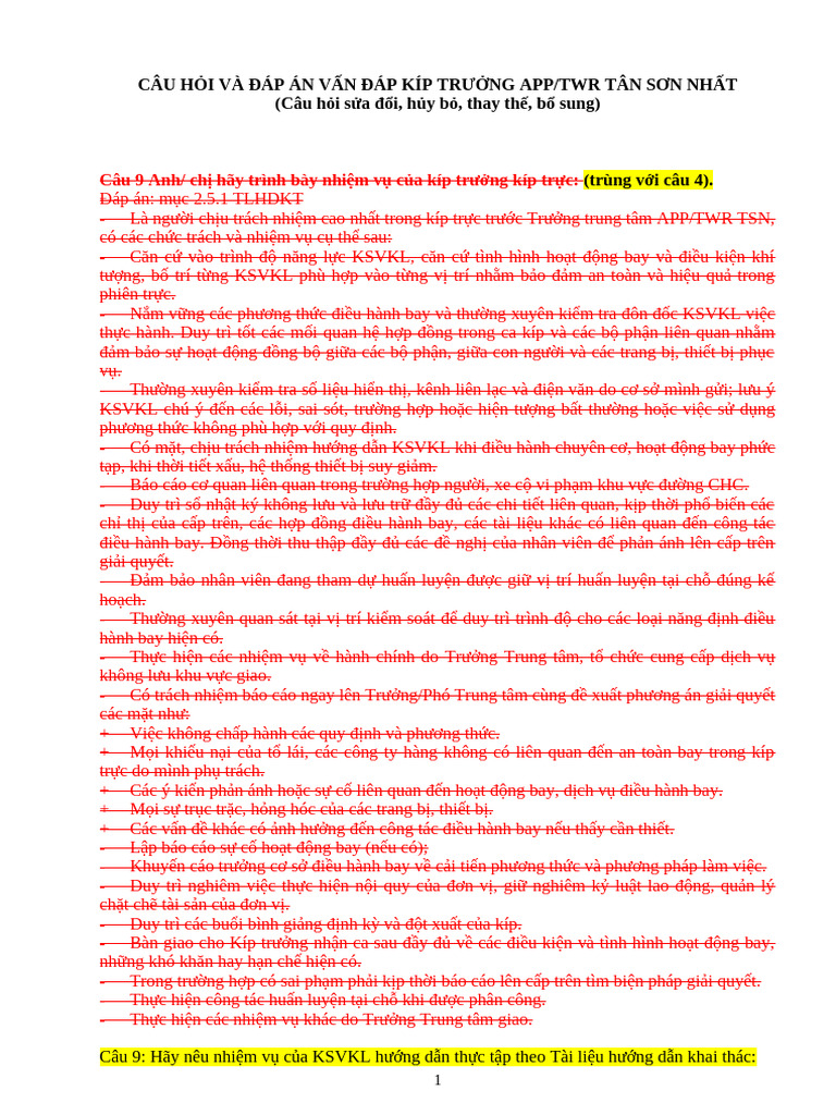 Cau Hoi Va Dap An Van Dap Kip Truong APP-TWR TSN | PDF