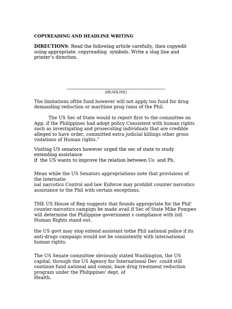 COPYREADING Exercise ENGLISH 1 | PDF | War On Drugs | Crimes