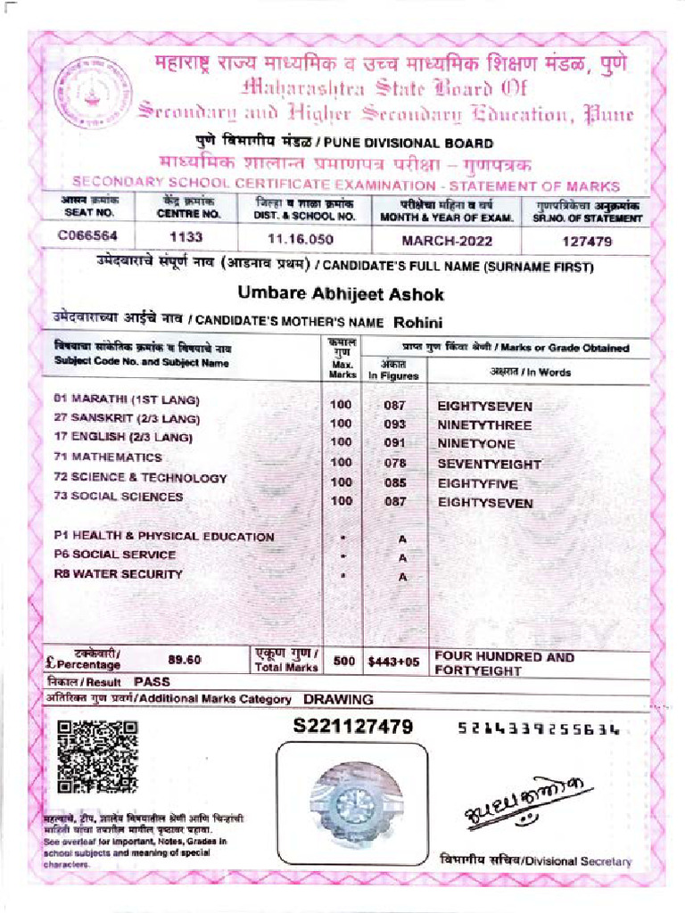 10 TH MARKSHEET - Compressed | PDF