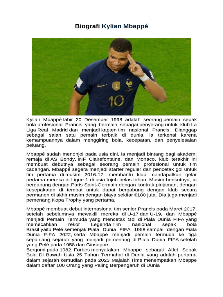 Biografi Kylian Mbappé | PDF