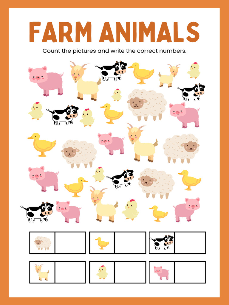 Farm Animals Math Worksheet | PDF