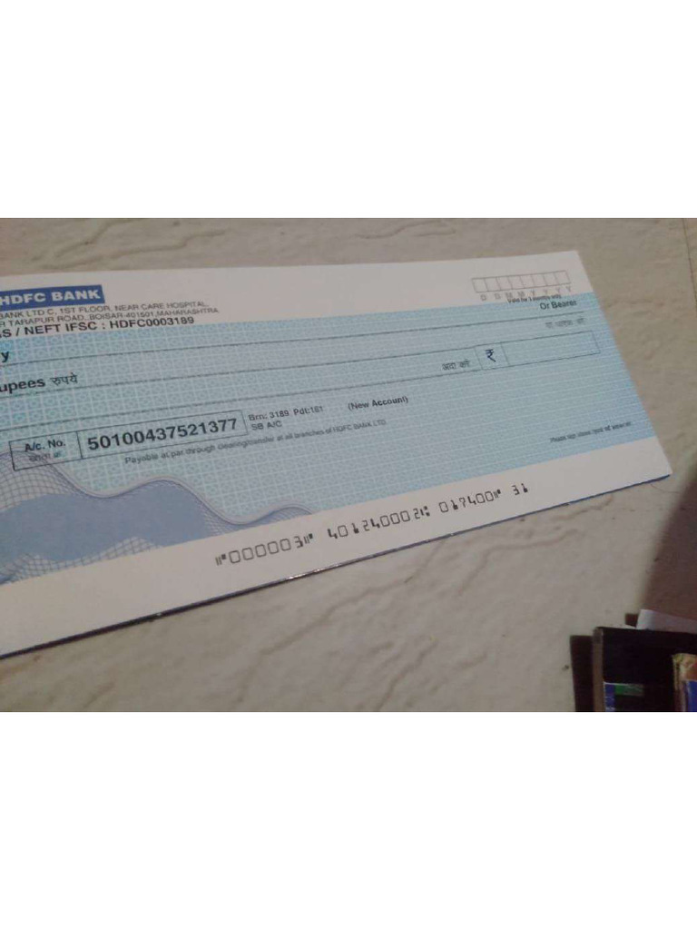 Cheque Book HDFC | PDF