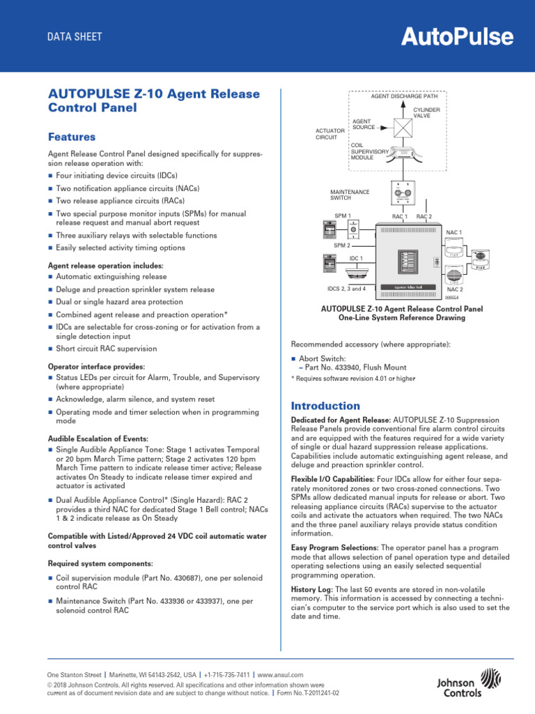 AUTOPULSE Z-10 Agent Release Control Panel: Features | PDF | Relay ...