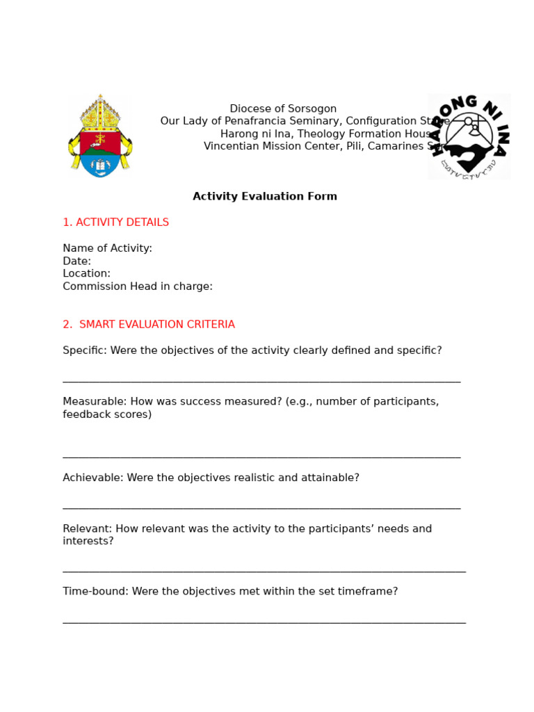 Activity Evaluation Form (AEF) | PDF