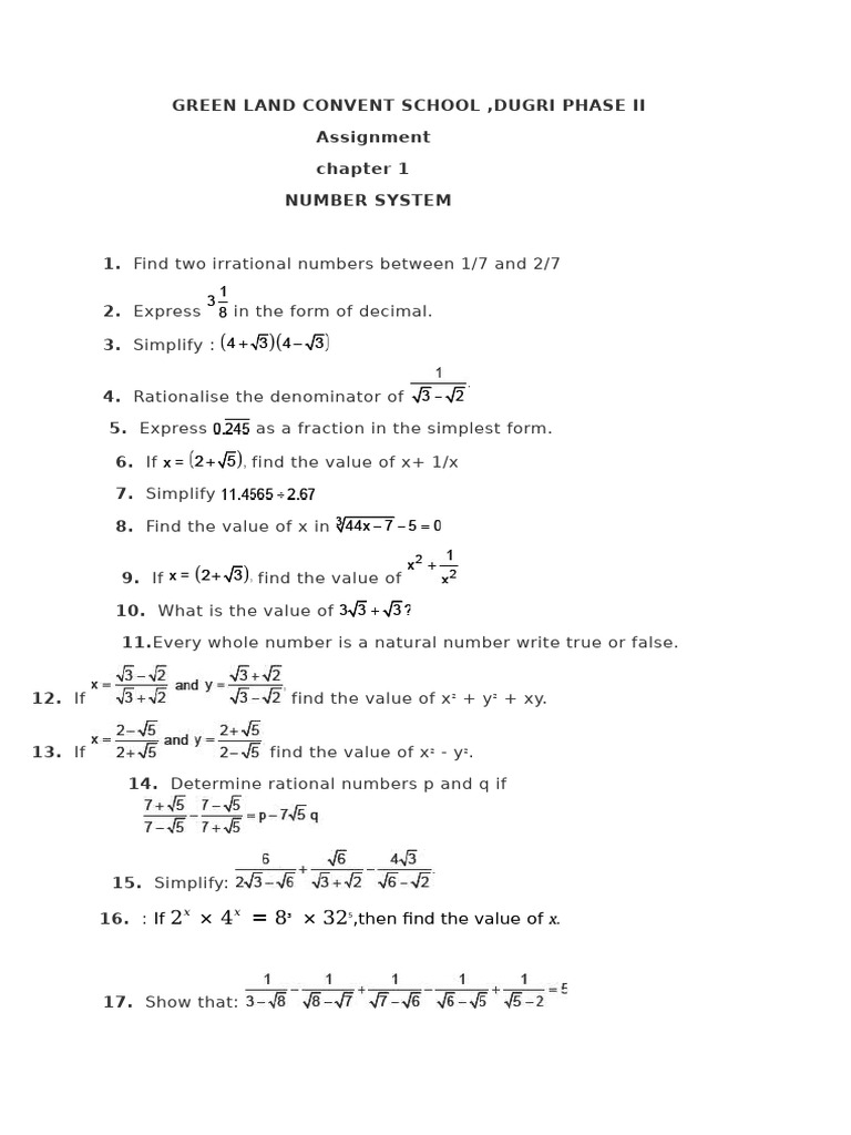 Number System Assignment Overview | PDF | Foreign Language Studies ...