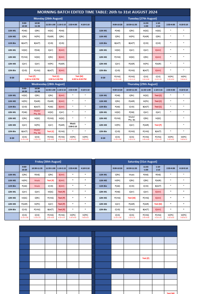 EDITED Timetable 26th-31st August | PDF