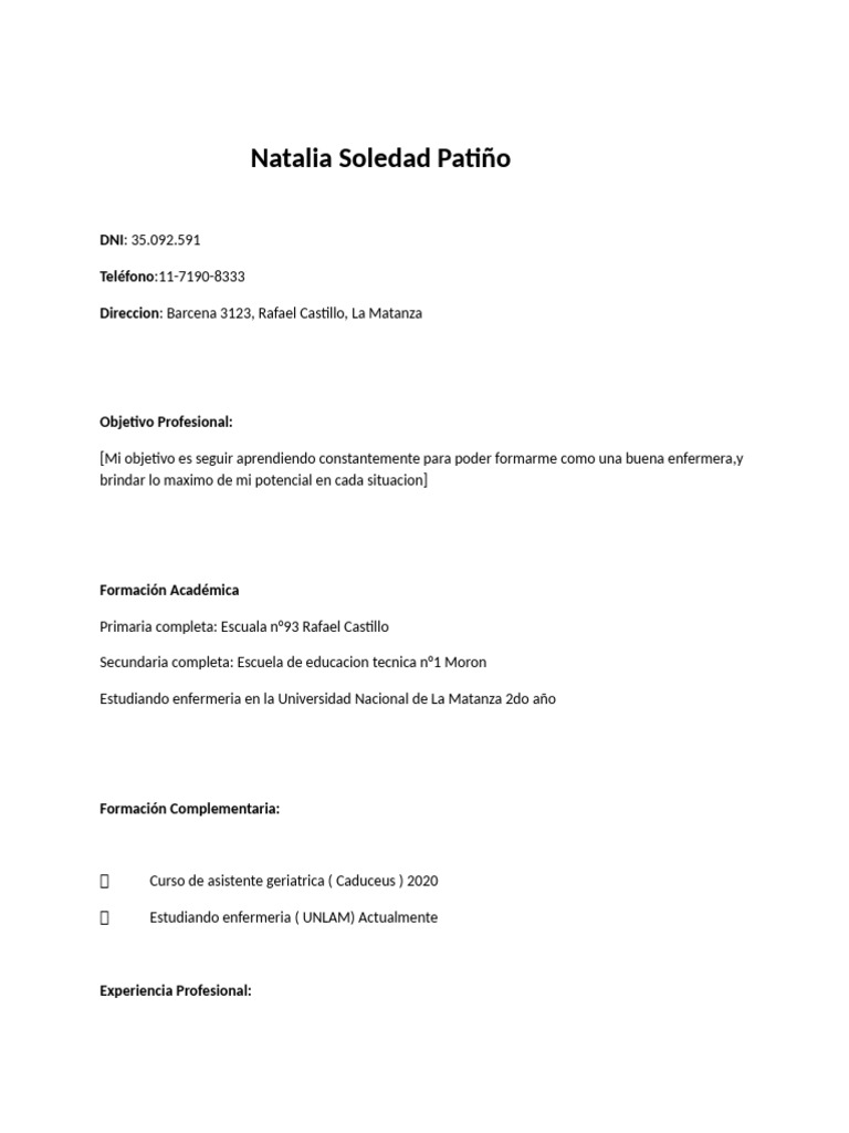 Curriculum Natalia | PDF