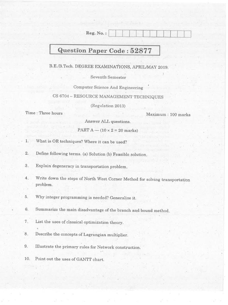 CSE-AM-2019-CS 6704-Resource Management Techniques-462602264-20190719145258 | PDF