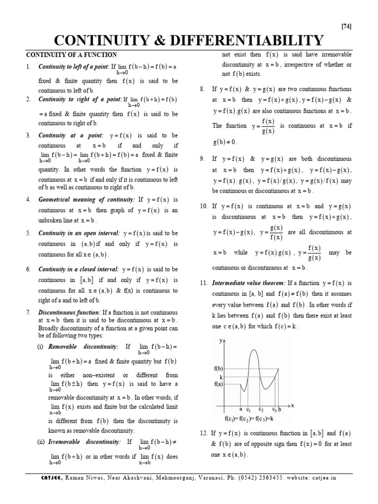 Continuity (Booklet) | PDF | Derivative | Continuous Function