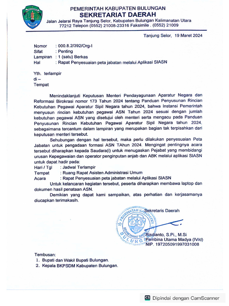Rapat Penyesuaian Peta Jabatan Tahun 2024 | PDF
