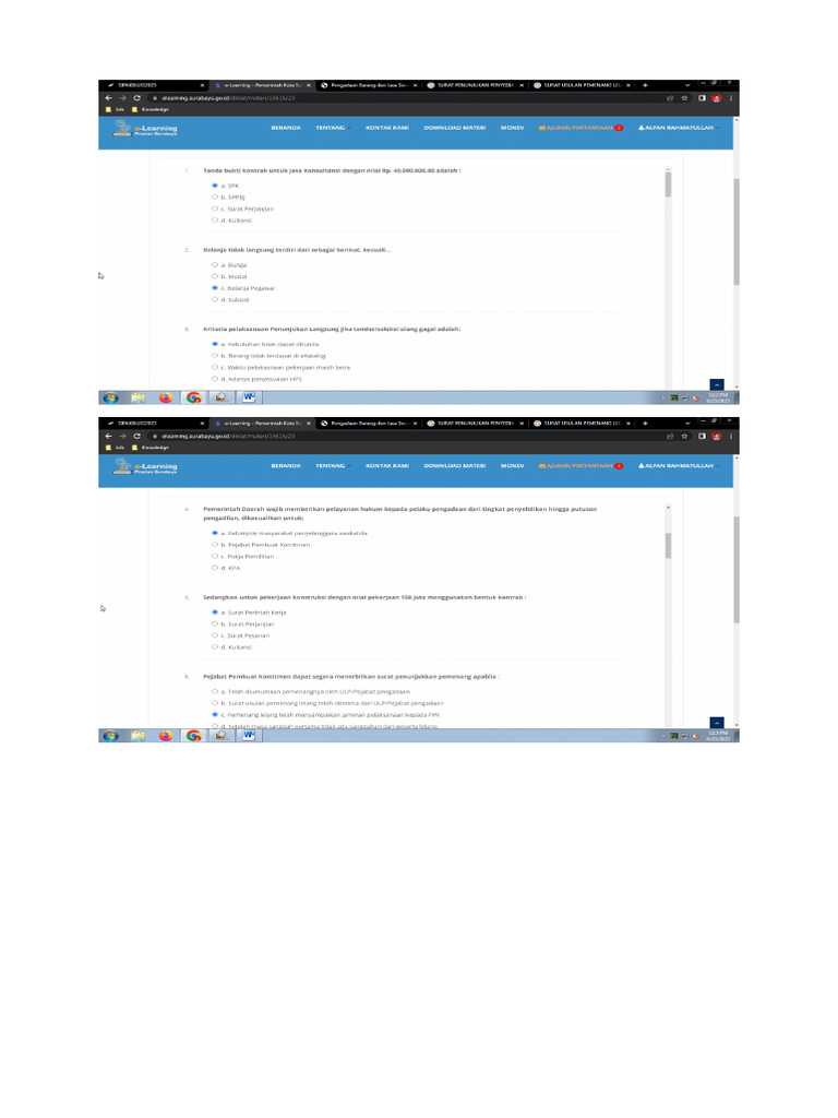 Soal Materi 3 e Learning PJB 2023 (Alfan) | PDF