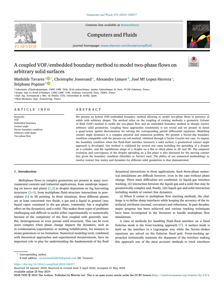 A Coupled VOF - Embedded Boundary Method To Model Two-Phase Flows On Arbitrary Solid Surfaces ...