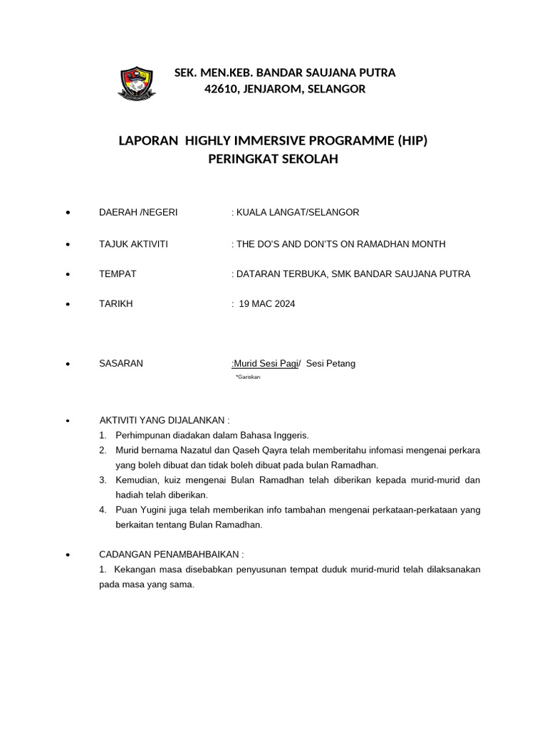 Sample Hip Report Pdf