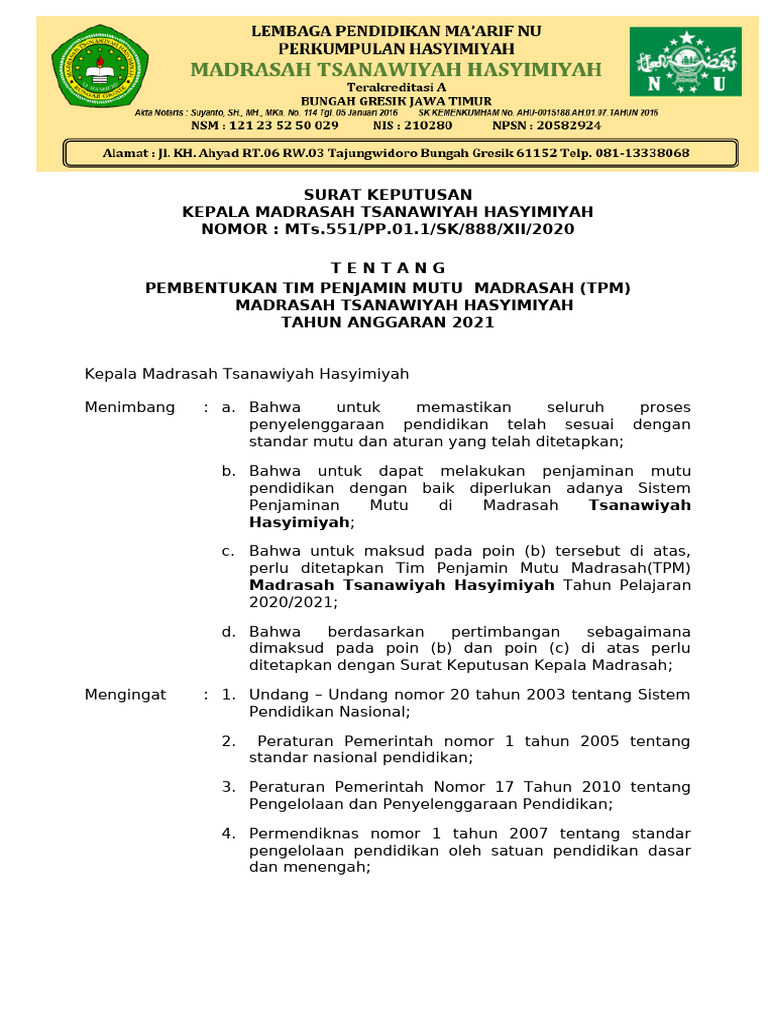 Draft SK TPM NEW | PDF