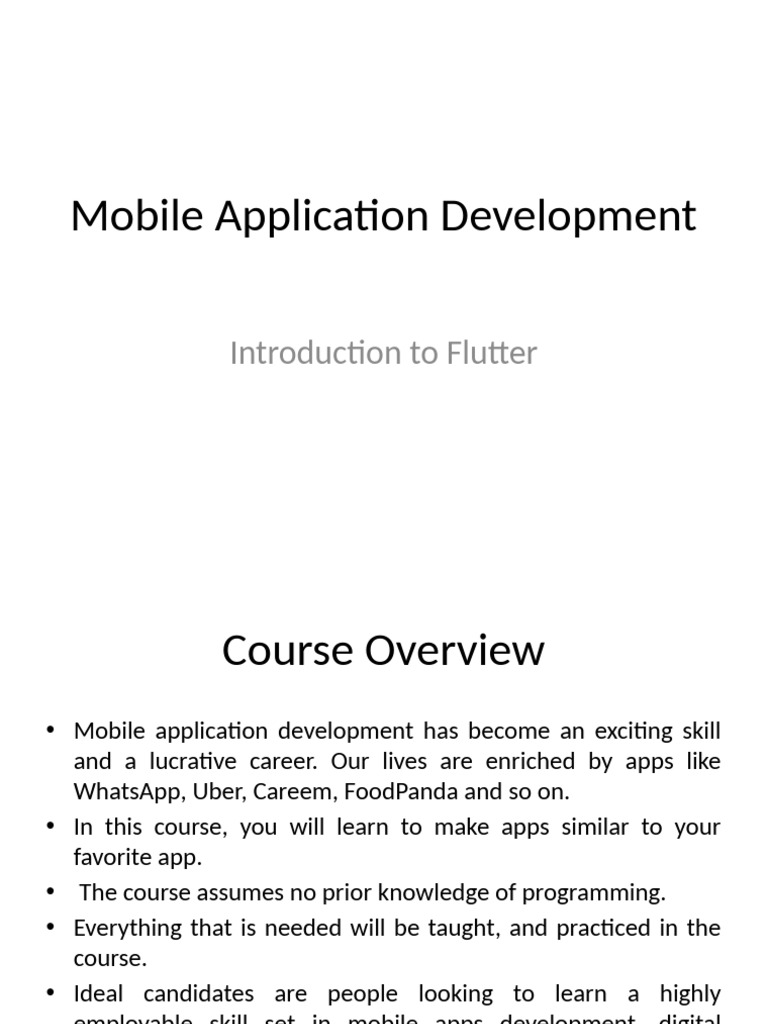 Introduction To Flutter Pdf Cross Platform Software Mobile App