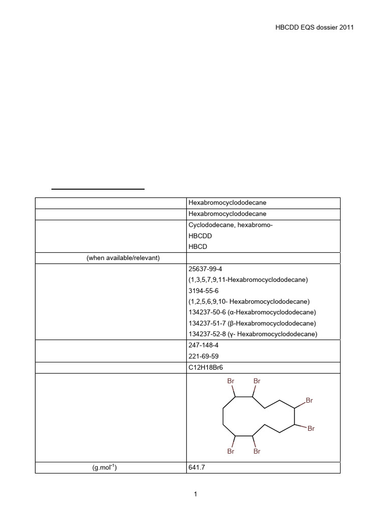 HBCDD EQS Dossier 2011 | PDF