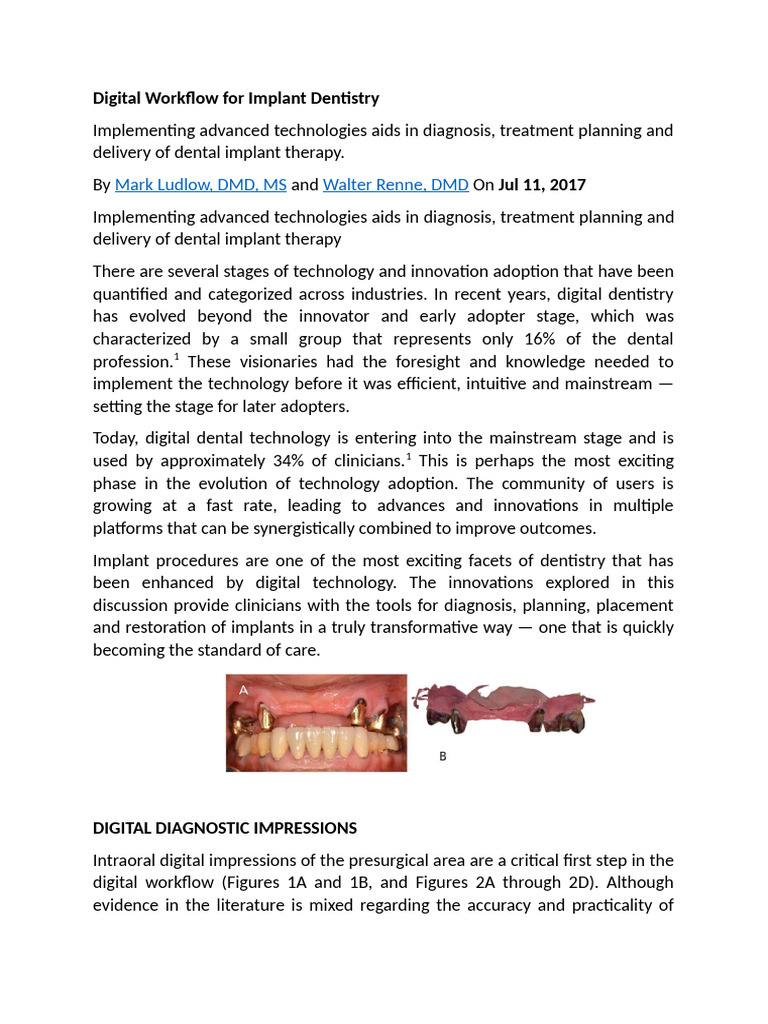 Digital Workflow in Implant Dentistry | PDF | Dental Implant | Surgery