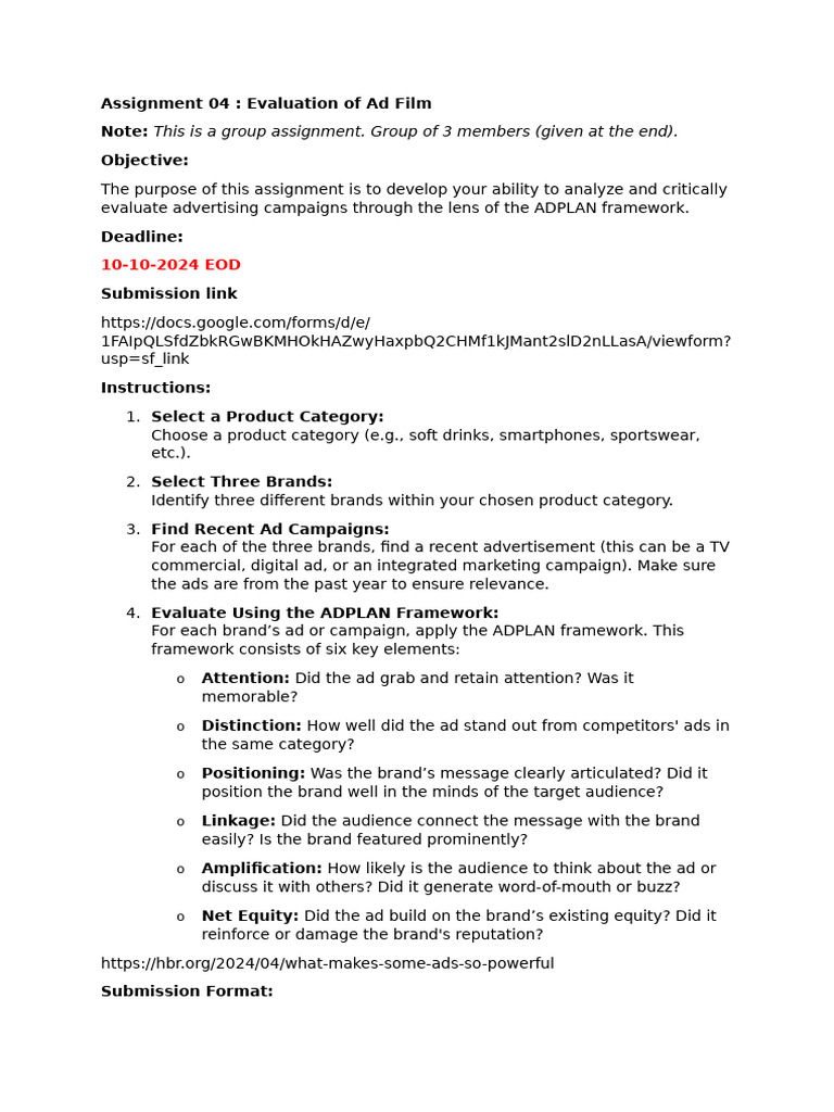 Ad Film Evaluation Using ADPLAN Framework | PDF | Brand | Private Sector