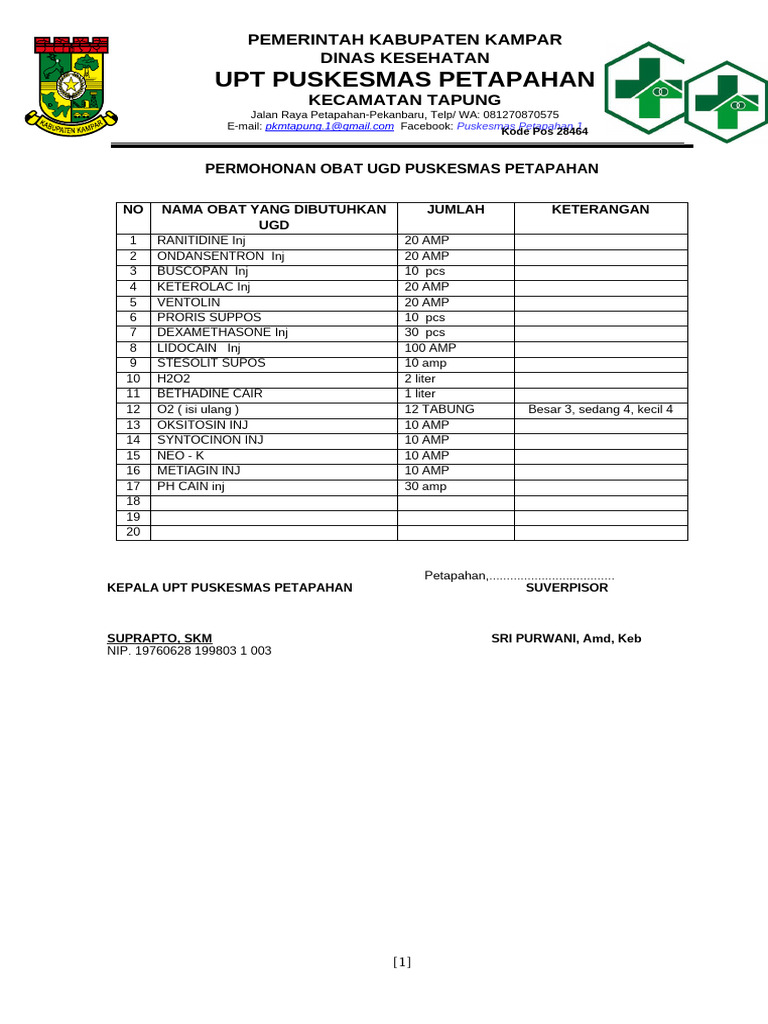 PERMOHONAN OBAT UGD | PDF