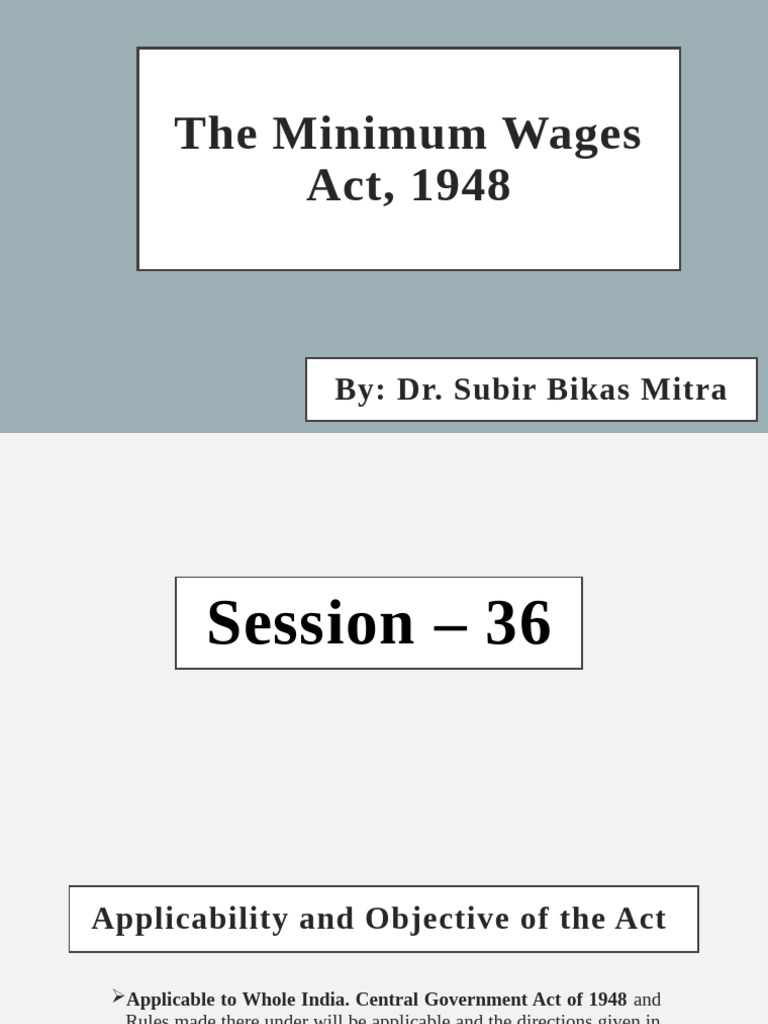 Minimum Wages Act 1948 Overview | PDF | Cost Of Living | Employment