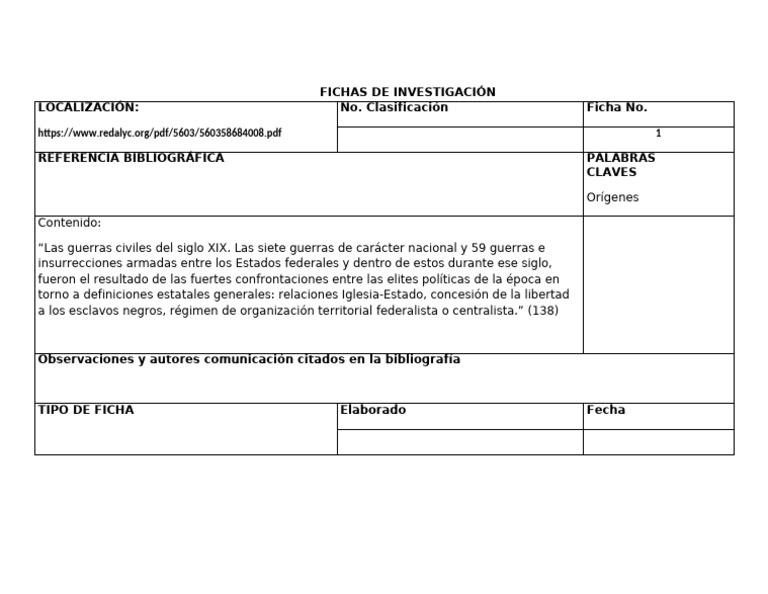 Formato Fichas de Investigación Documental | PDF