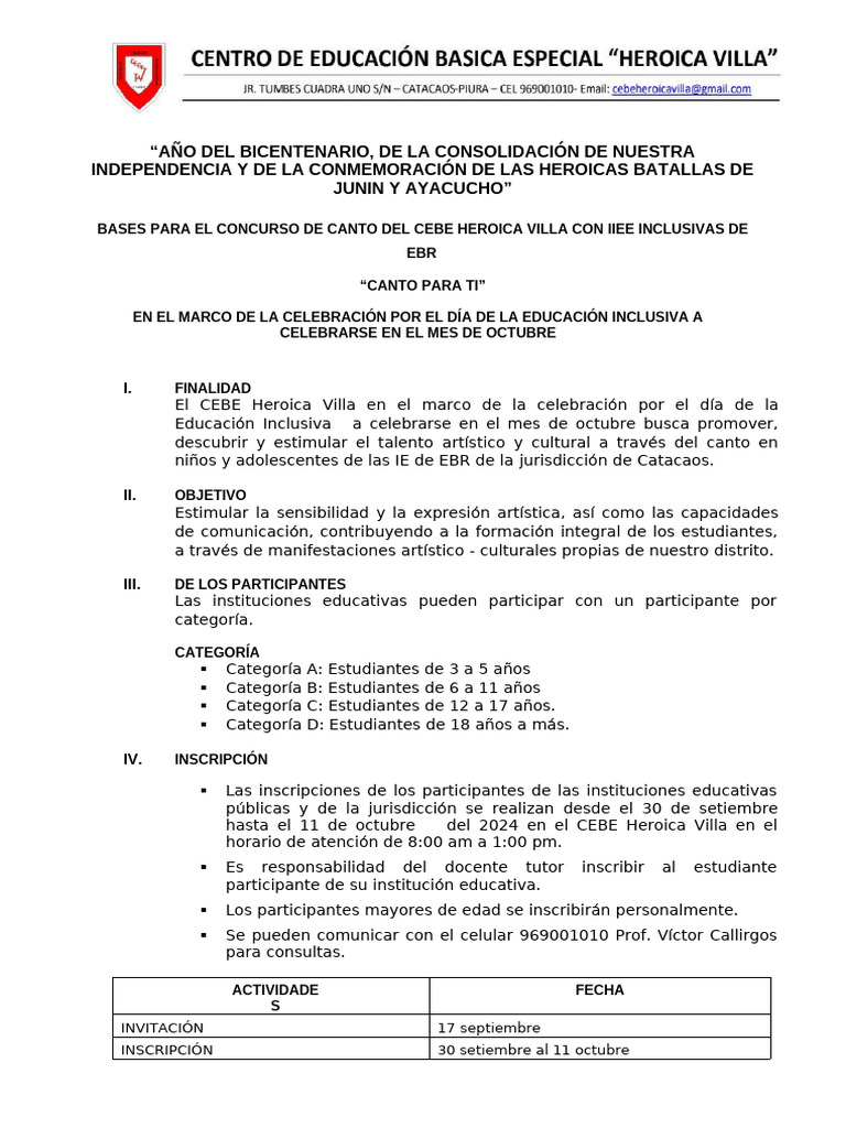 Bases Canto 2024 | PDF