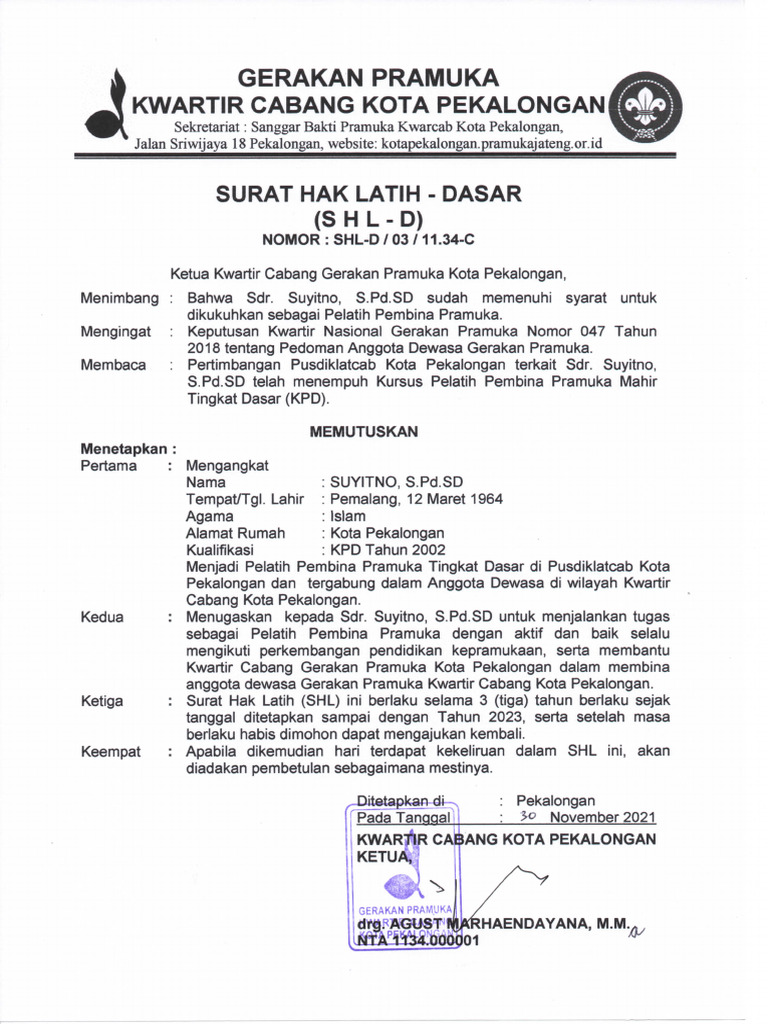 2021 03 SHL-D Suyitno | PDF