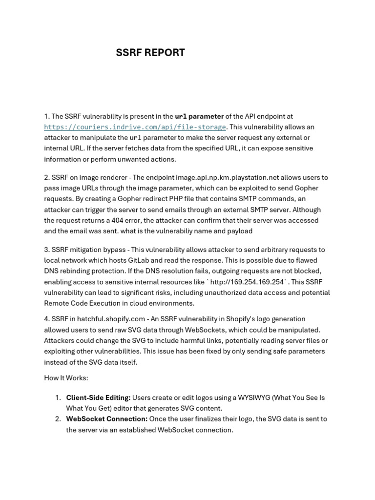 Ssrf Report | PDF | Port (Computer Networking) | Computer Network