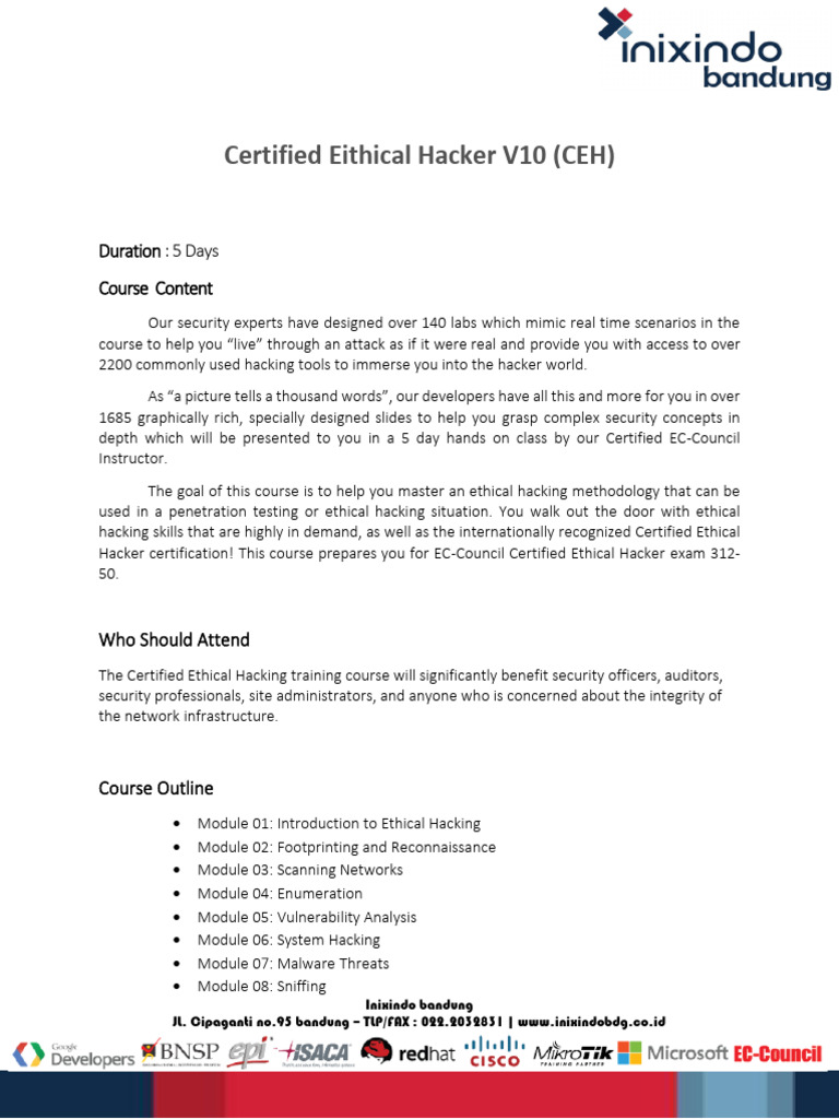 Certified Ethical Hacker V10 Course | PDF | Business | Computers
