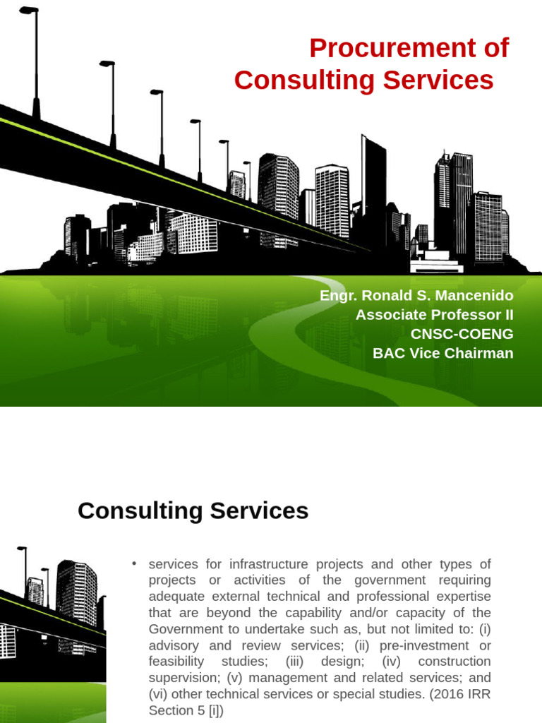 Procurement of Consulting Services | PDF | Cost | Per Diem