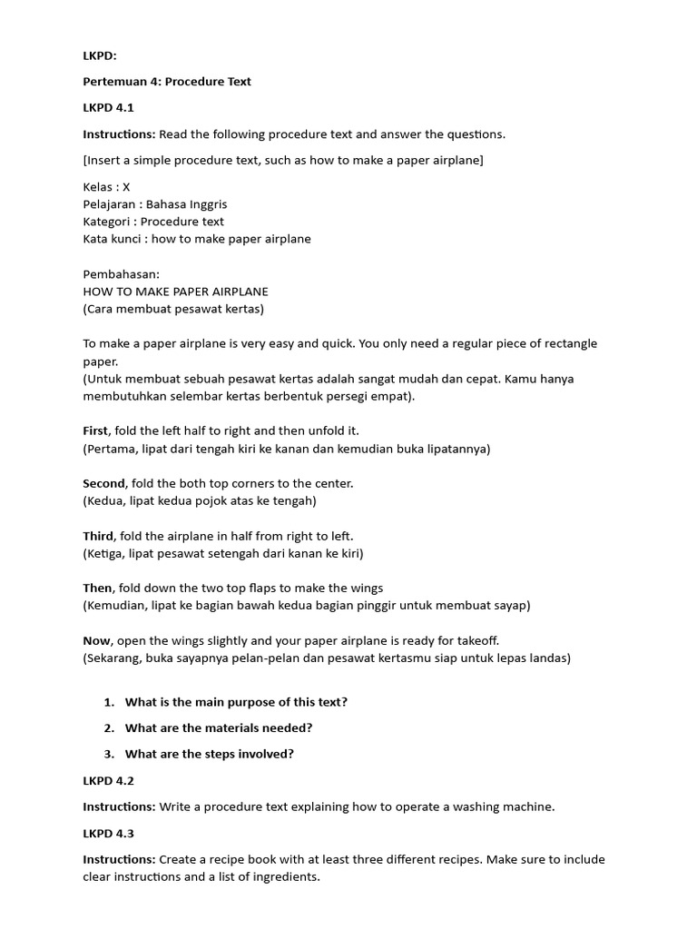 LKPD - Procedure Text | PDF