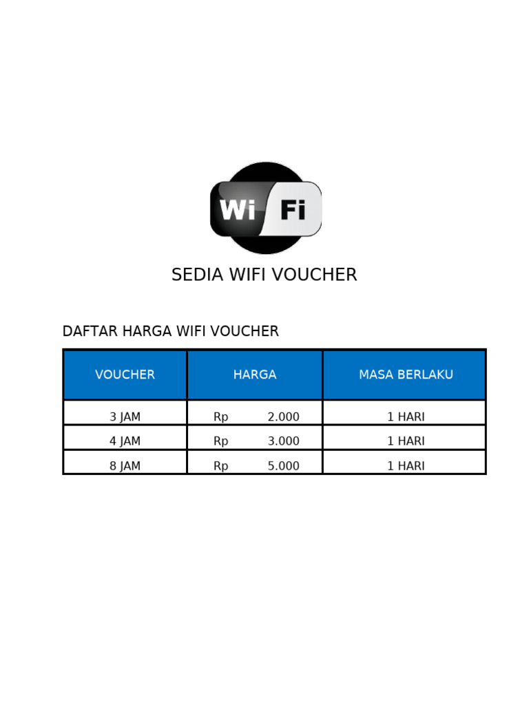 Sedia Wifi Voucher | PDF